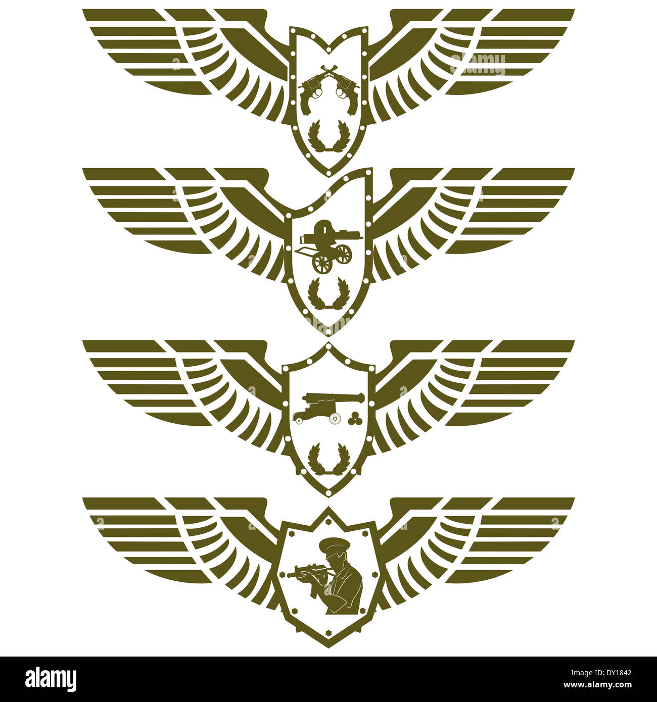 Abstract military badge with wings. Illustration on white background ...