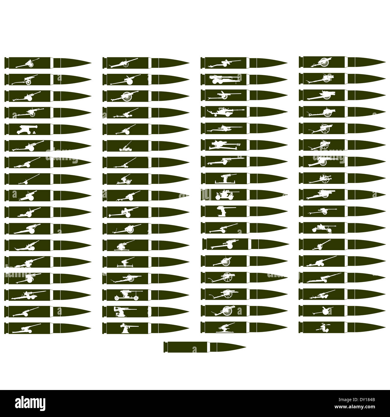 Artillery pieces on the background of an artillery shell. Illustration ...