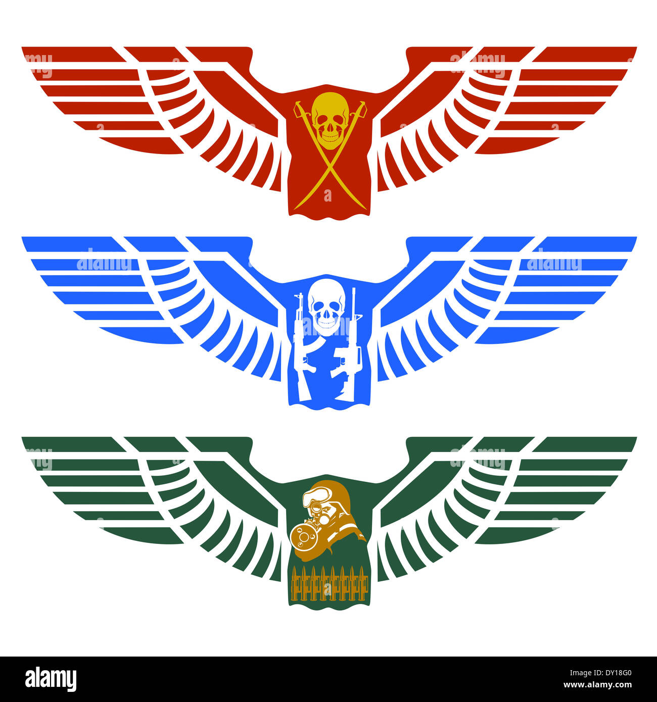 Abstract military badge with wings. Illustration on white background ...