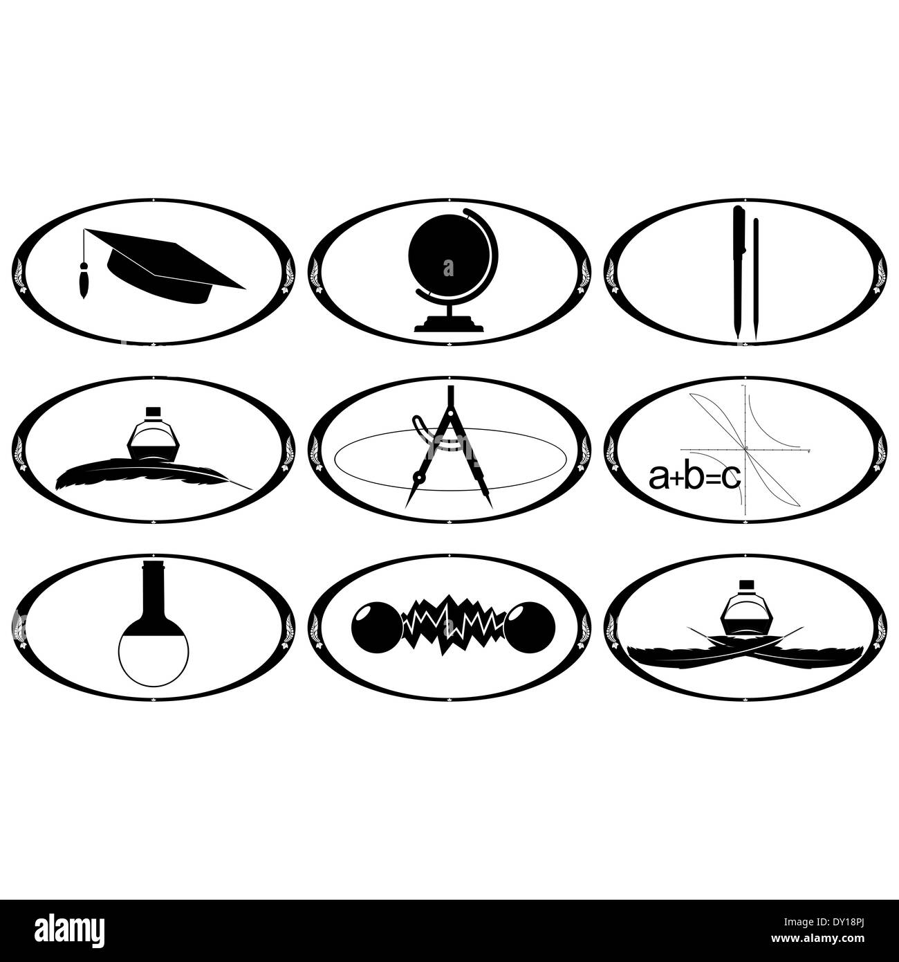 School subjects icon set hi-res stock photography and images - Alamy