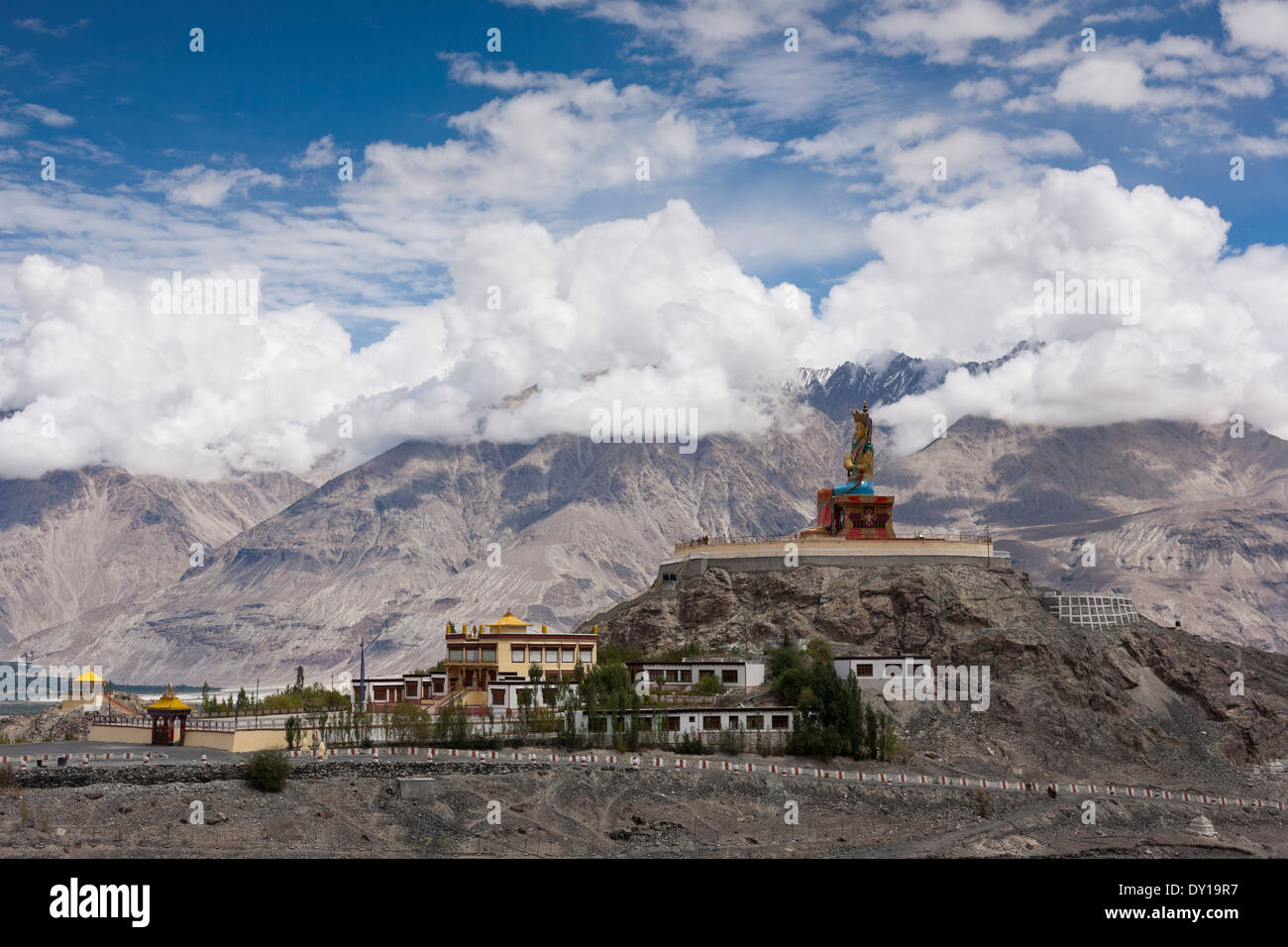 Diskit village, Ladakh, India, Statue of Maitreya Buddha at Diskit ...