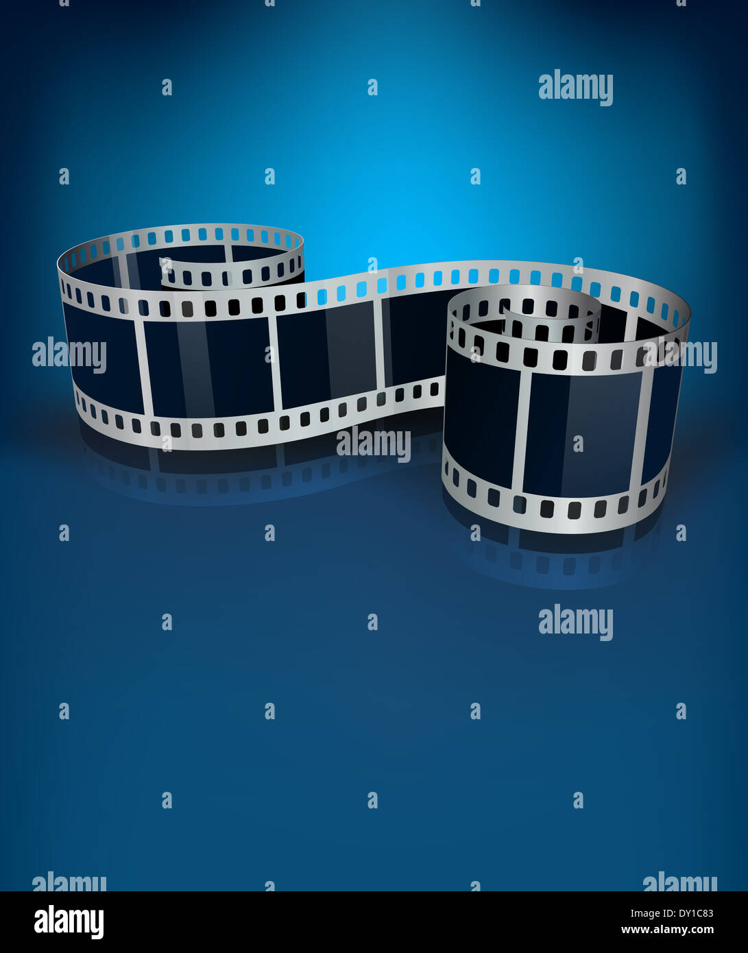 Blue background with film roll Stock Photo - Alamy