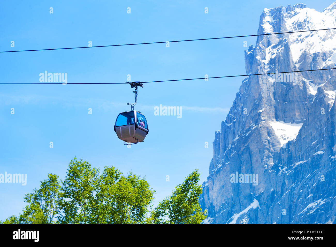 Funicular on ropeway near Alps Stock Photo - Alamy