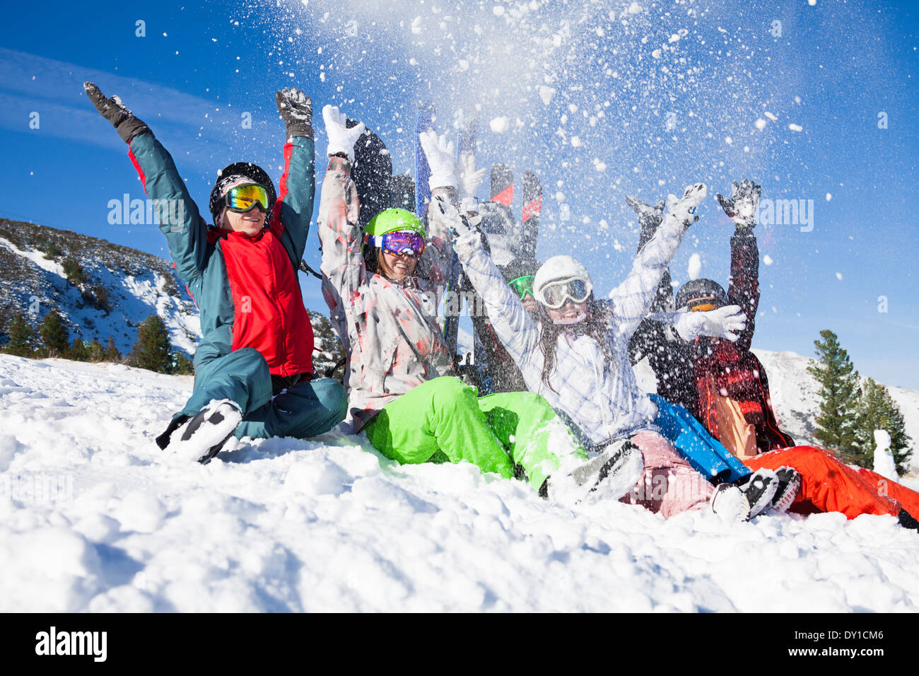 Winter fun young woman throwing hi-res stock photography and images - Alamy