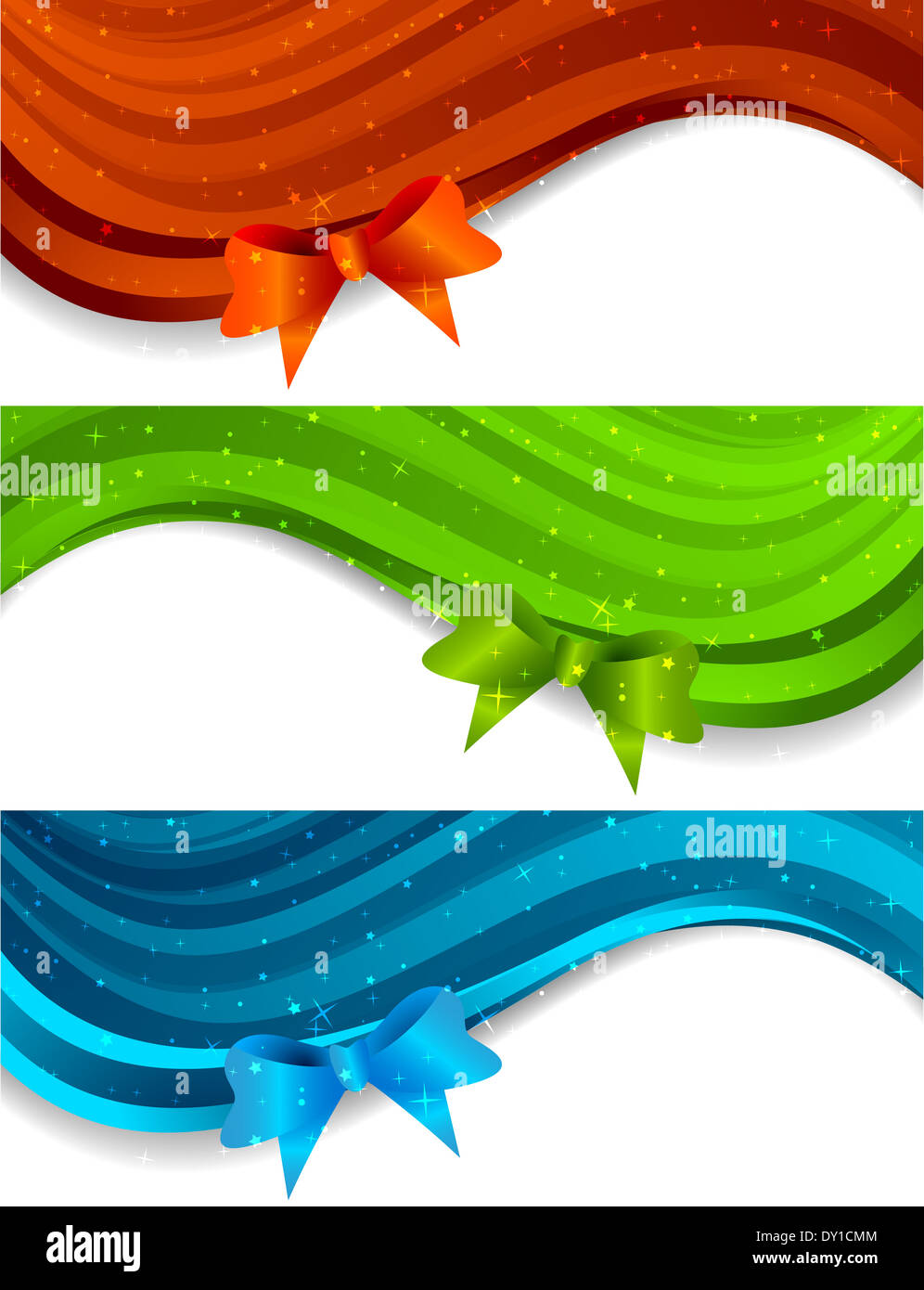 Set of wavy banners with bow Stock Photo - Alamy