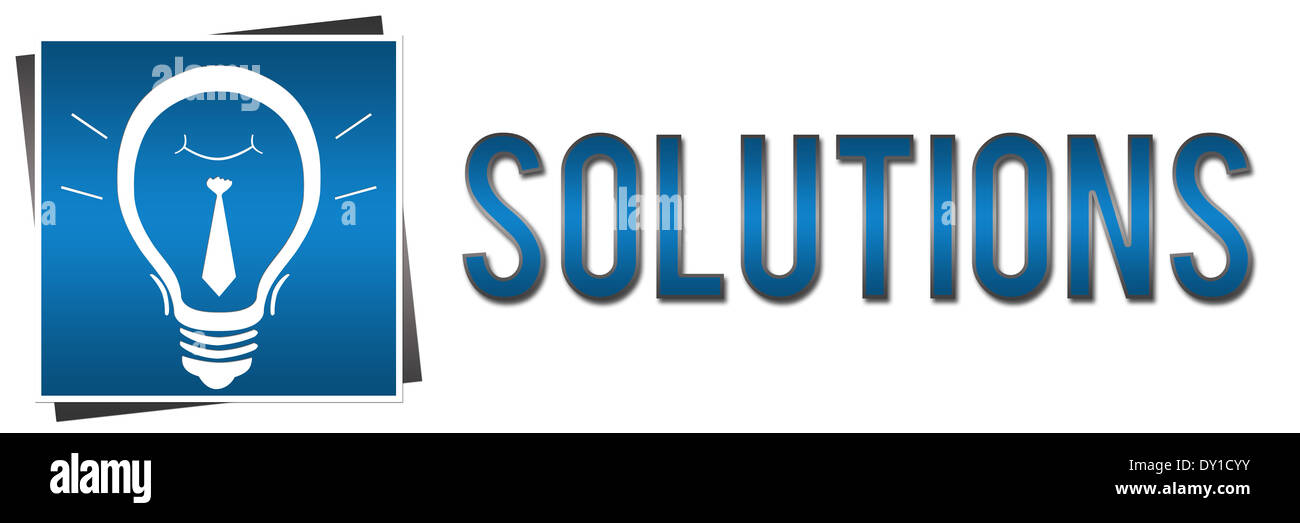 Solutions Banner Bulb Blue Stock Photo - Alamy