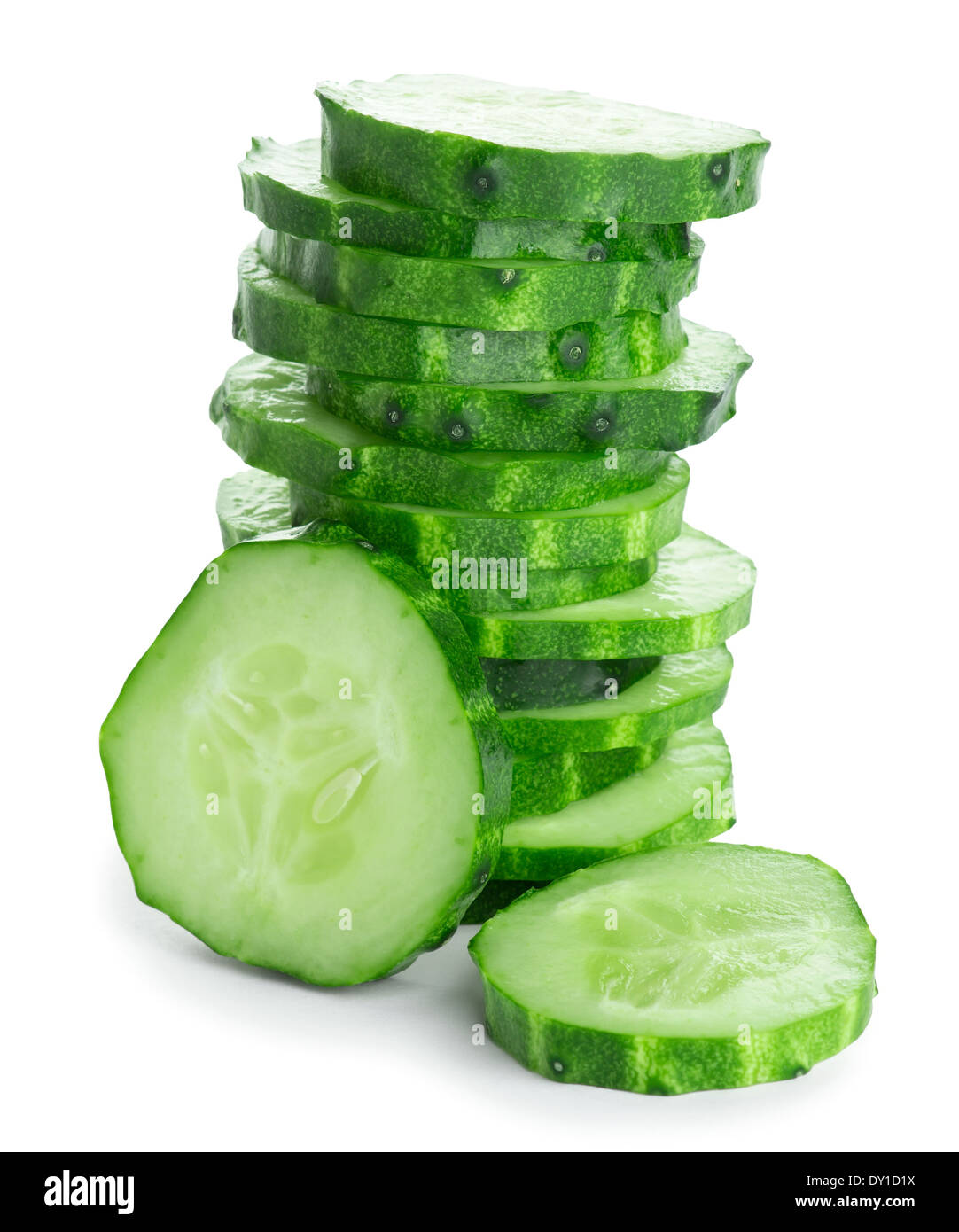 Fresh slice cucumber on white background Stock Photo - Alamy