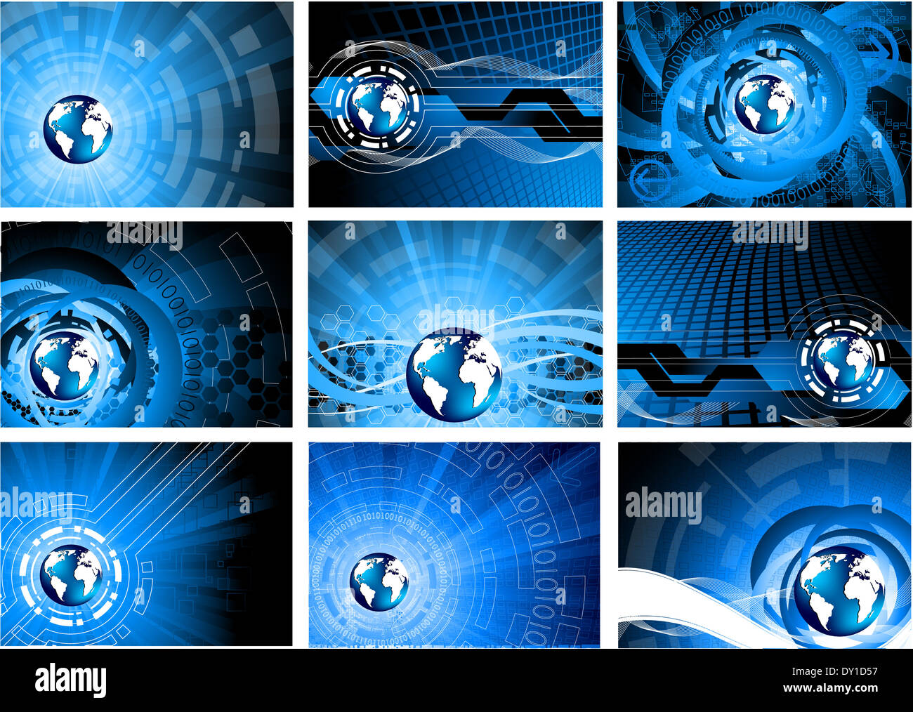 Set of backgrounds with globe Stock Photo - Alamy