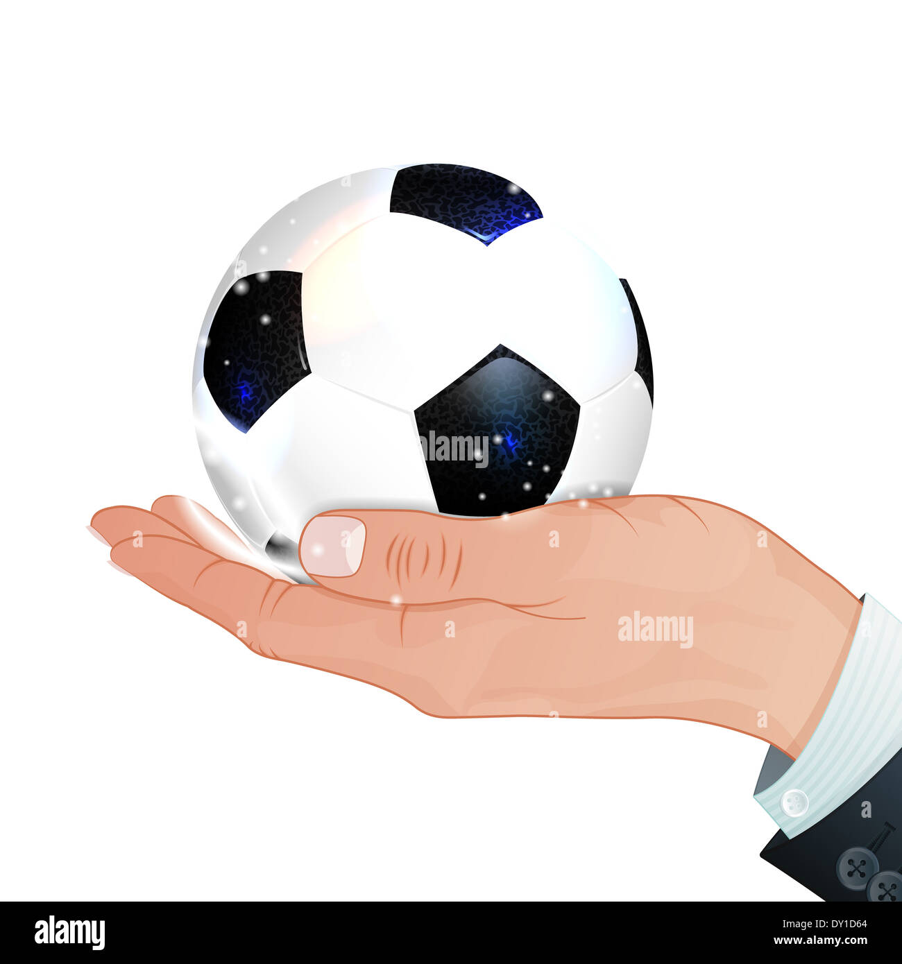 Hand with Soccer Ball, isolated on white background Stock Photo - Alamy