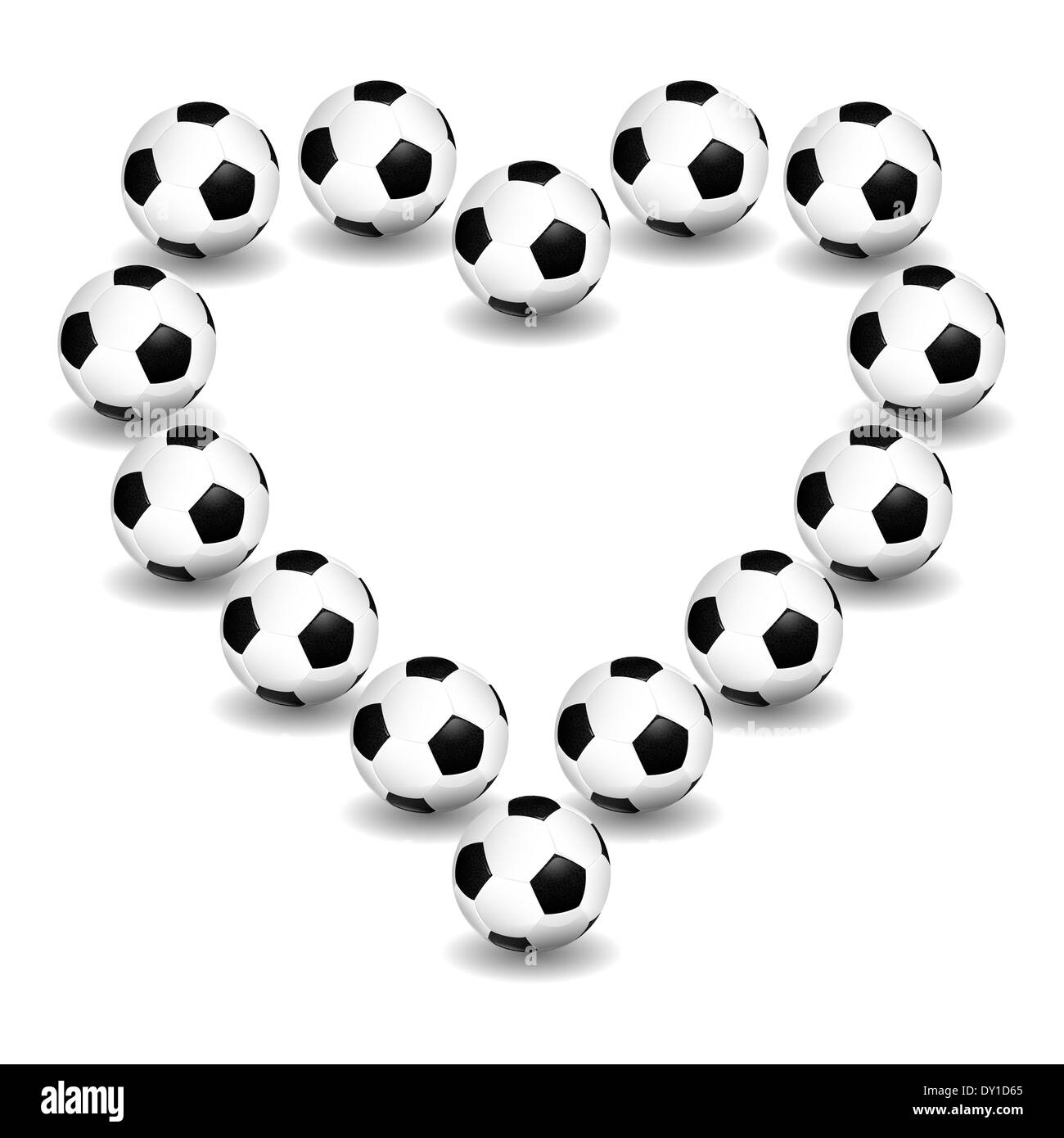 Soccer Concept - Heart of Football Balls, isolated on white background ...