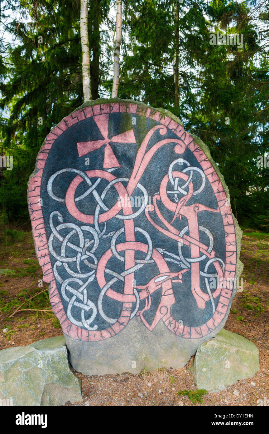 Rune stone Skansen open air museum Djurgarden Island Stockholm Sweden ...