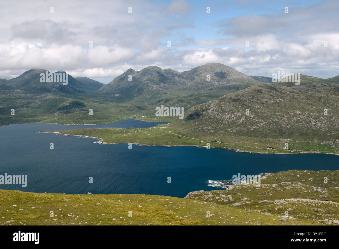 Clisham (An Cliseam) at right, over Loch a Siar (West Loch Tarbert ...
