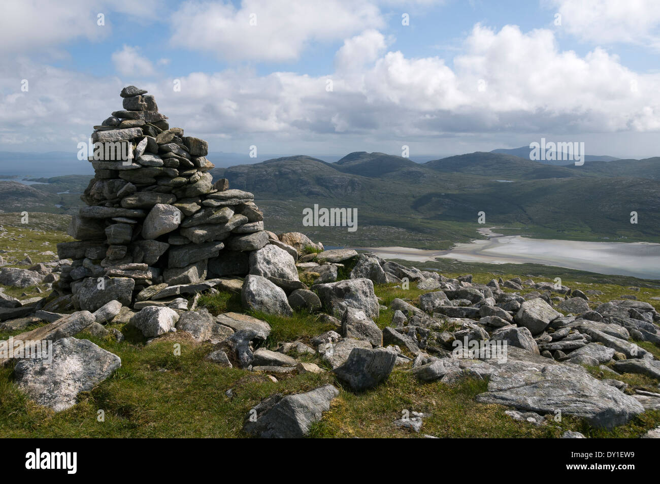 The hills of South Harris over Tràigh Losgaintir, from the summit of ...