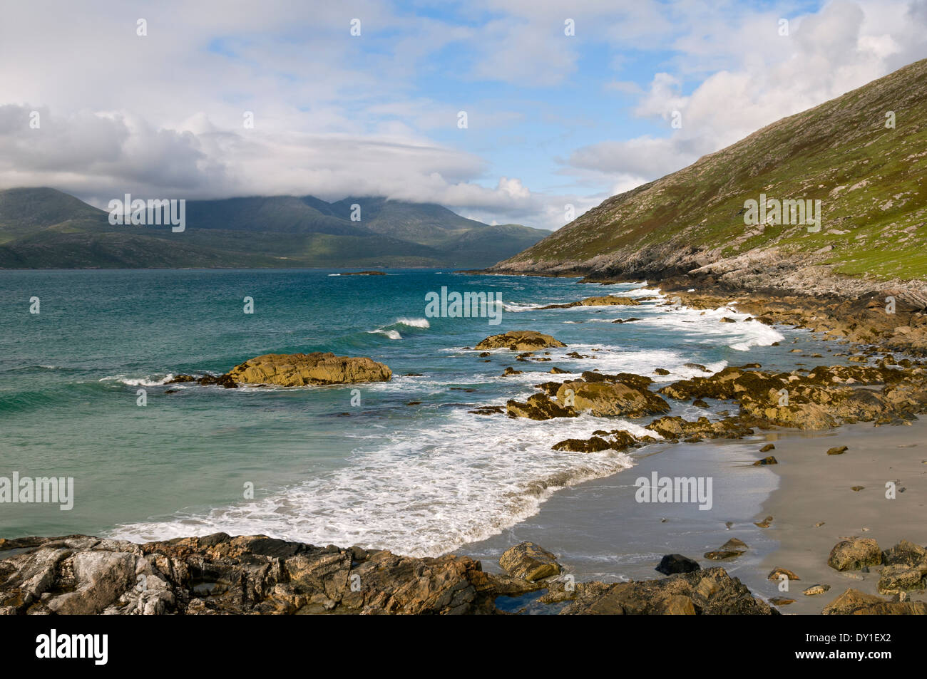 The hills of North Harris over Loch a Siar (West Loch Tarbert) from ...