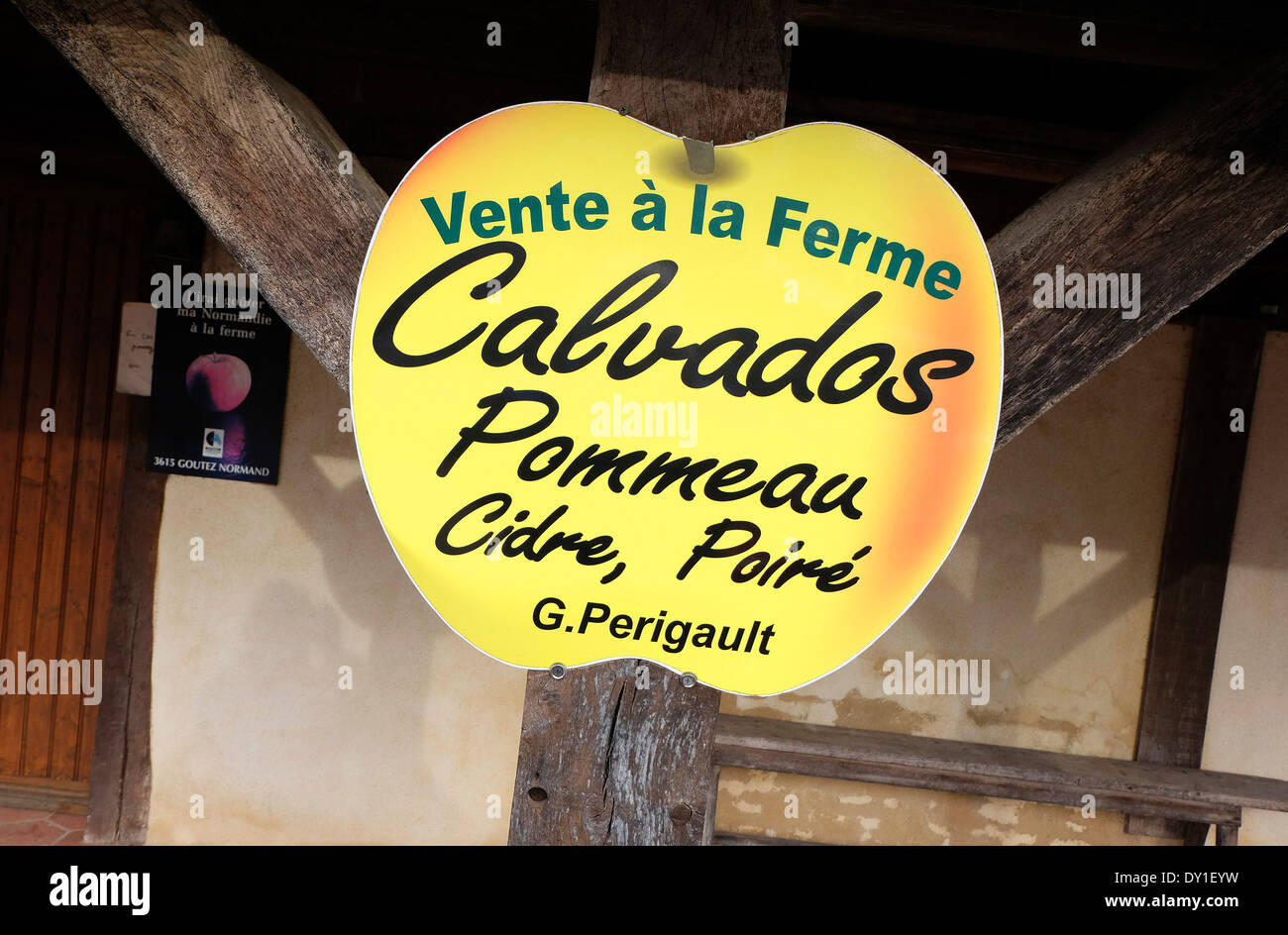 calvados apple shaped sign, normandy, france Stock Photo - Alamy