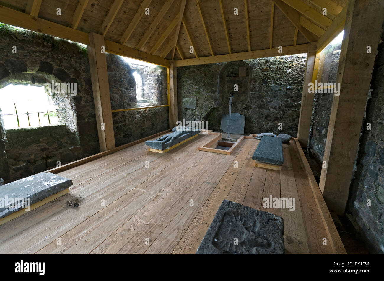 Grave slabs inside the Chapel of Ui or Eye, St Columba's Church ...