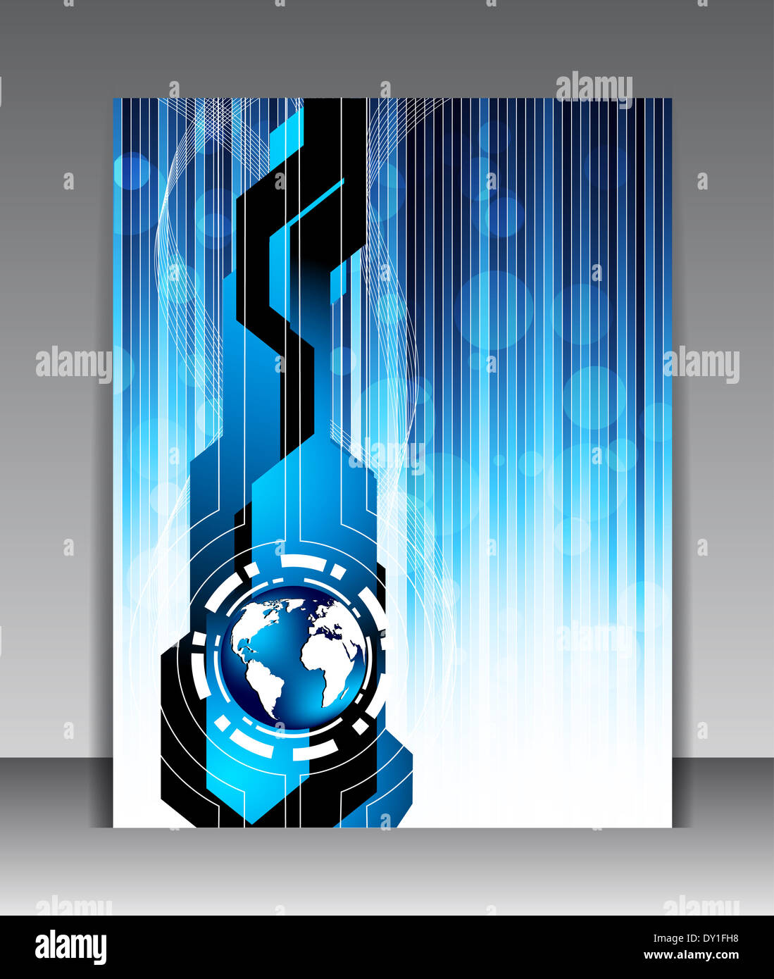 Abstract blue poster with globe Stock Photo - Alamy