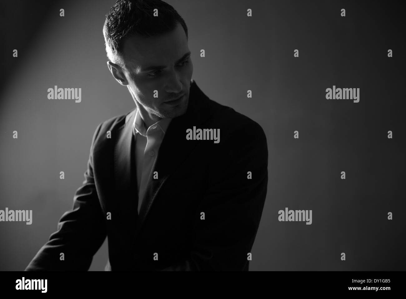 Portrait confident mature brunette Black and White Stock Photos ...