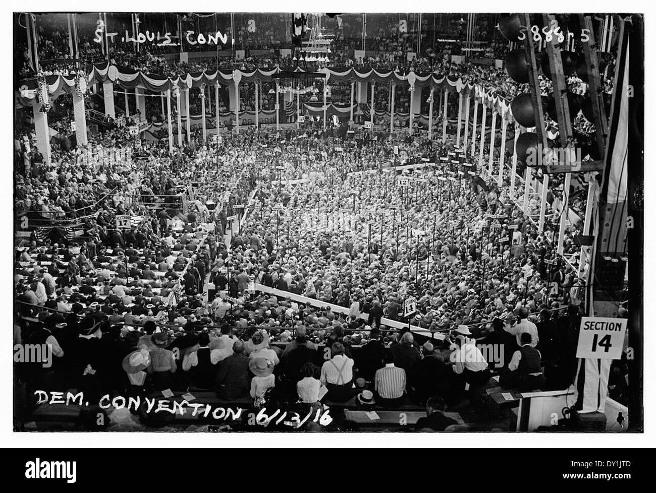 This image captures a scene from the St. Louis Democratic Convention ...
