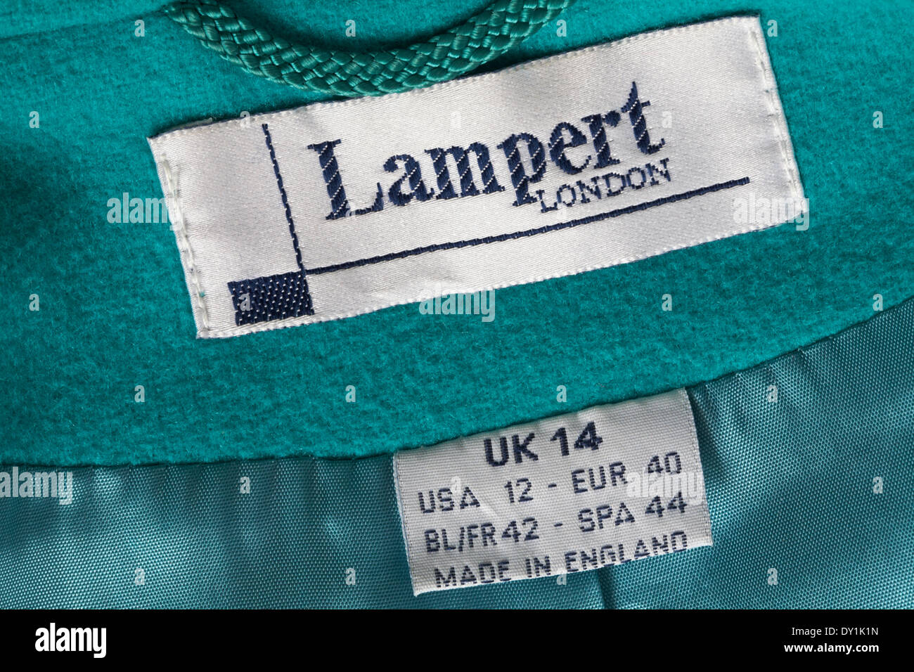 Lampert London Made in England label in coat Stock Photo - Alamy