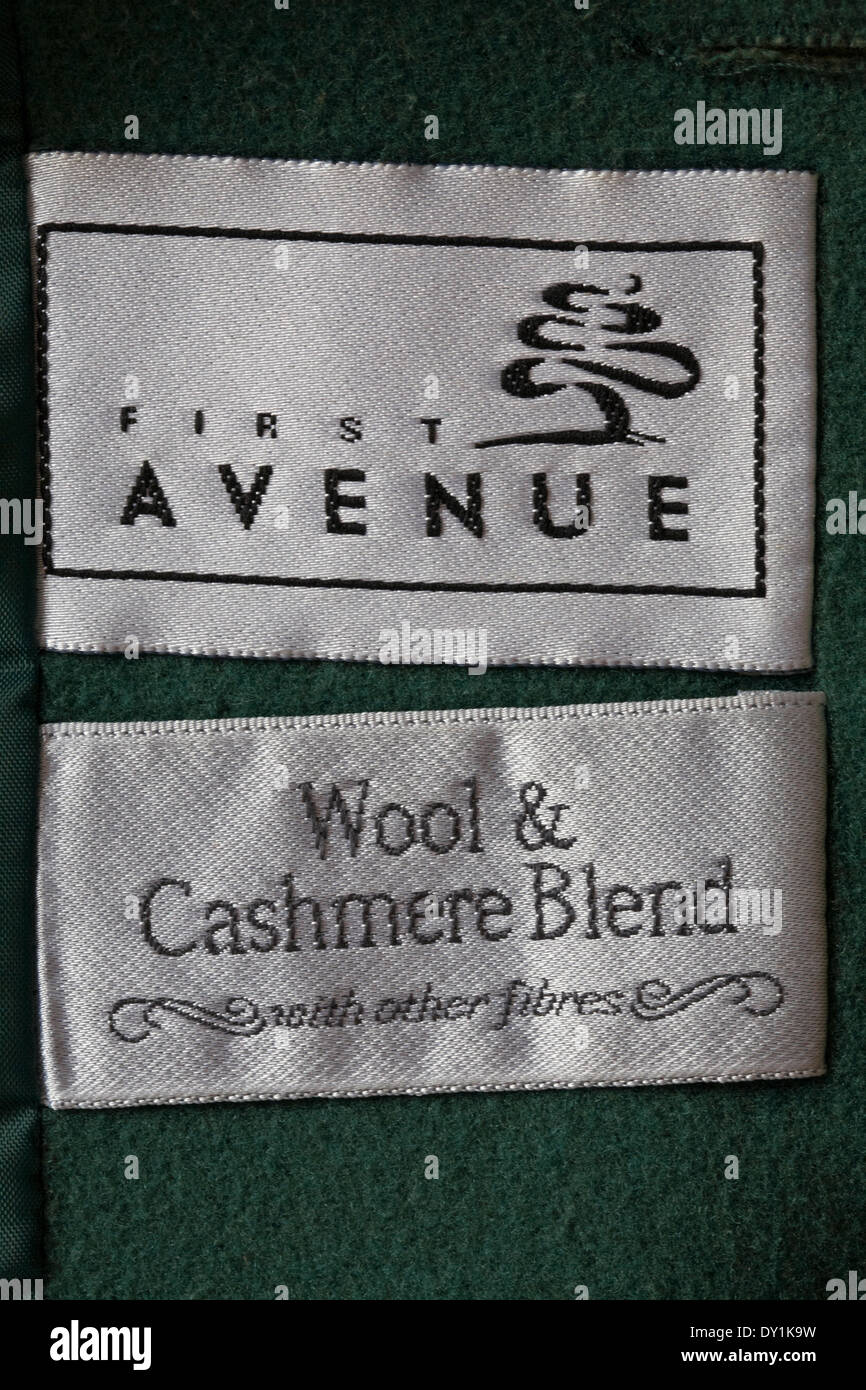 First Avenue and Wool & Cashmere Blend with other fibres - labels in ...