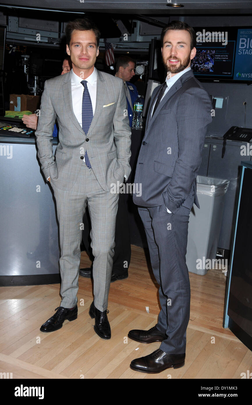 New York City. 1st Apr, 2014. Sebastian Stan and Chris Evans from ...