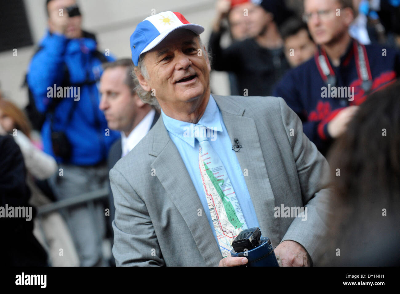 New York, USA. 2nd April 2014. Bill Murray appears outside the 'Late ...