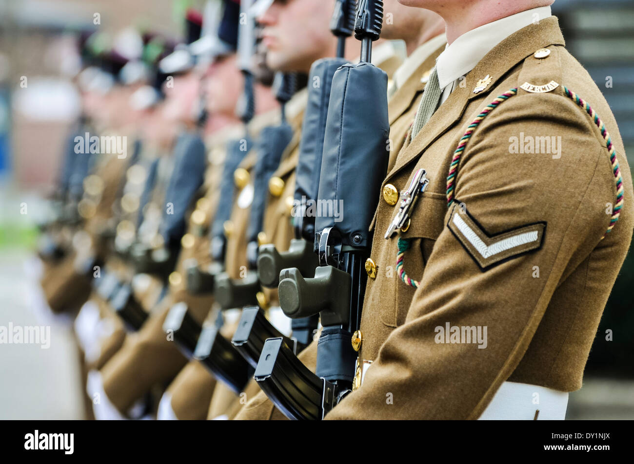 Soldiers from the 2nd Batt. Mercian Regiment line up on parade with ...