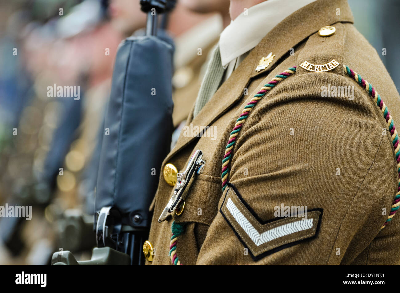 Soldiers from the 2nd Batt. Mercian Regiment line up on parade with ...