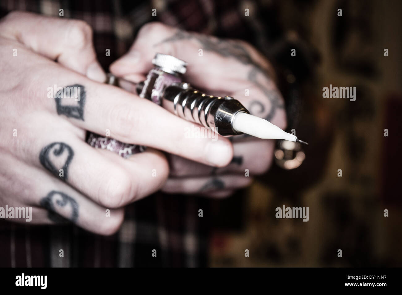 Studio showing process of making a tattoo Stock Photo - Alamy