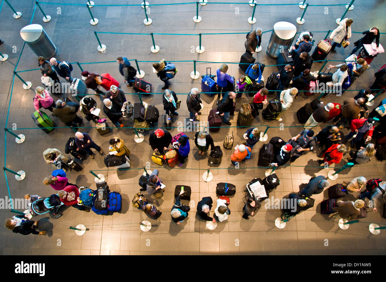 People queue to check in at Dublin airport terminal two 2 Stock Photo ...