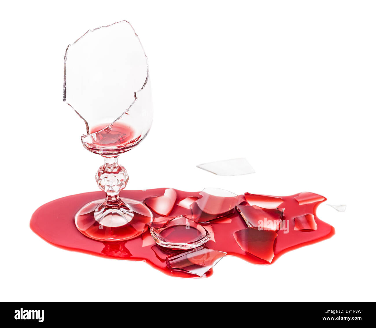 Broken red wine glass Cut Out Stock Images & Pictures - Alamy