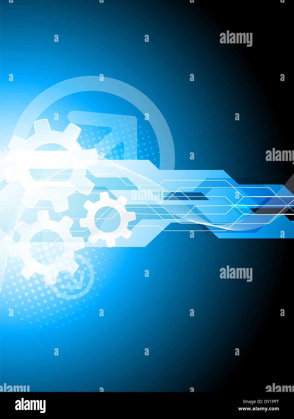 Abstract blue tech background with gear Stock Photo - Alamy