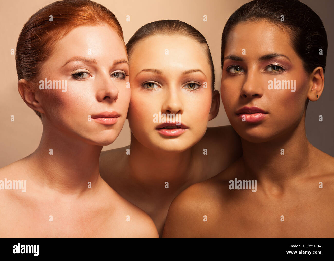 Three women beauty portrait Stock Photo - Alamy