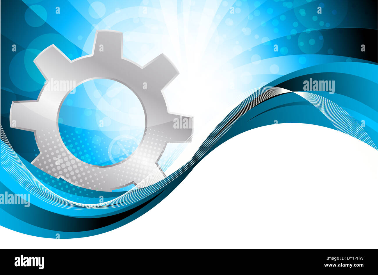 Bright blue background with gear Stock Photo - Alamy