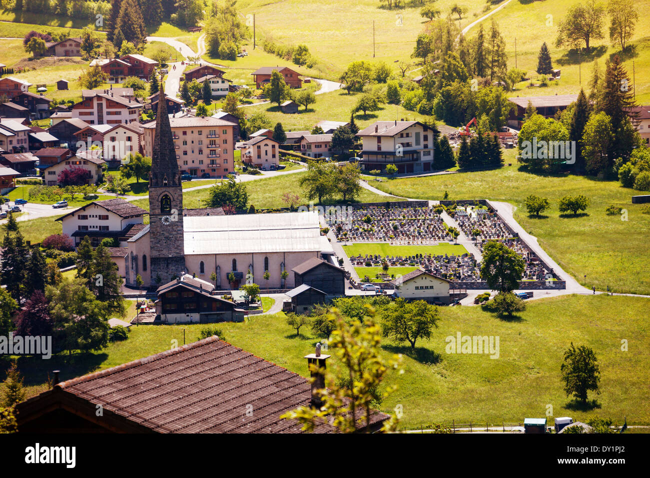 The view of OrsiÃ¨res in Switzerland Stock Photo - Alamy
