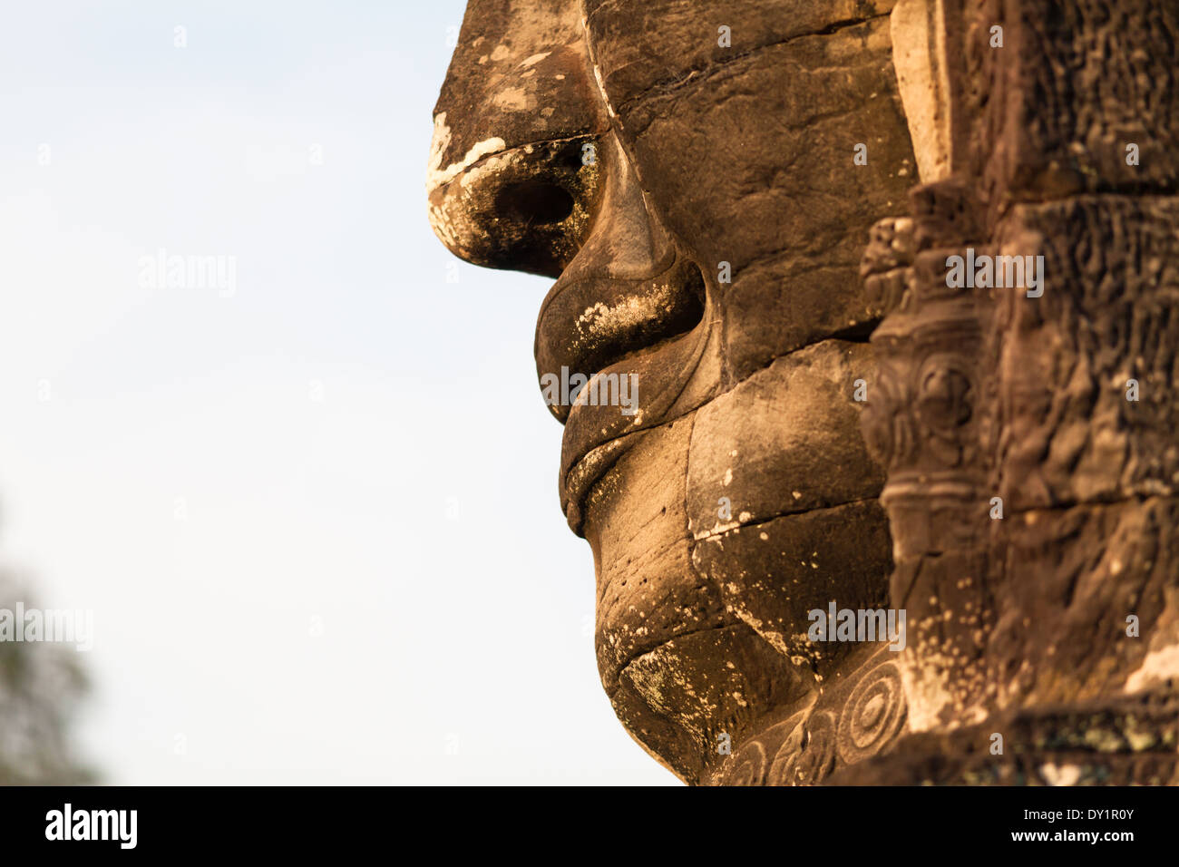 Smiling stone face in Bayon Temple in Angkor near Siem Reap, Cambodia ...