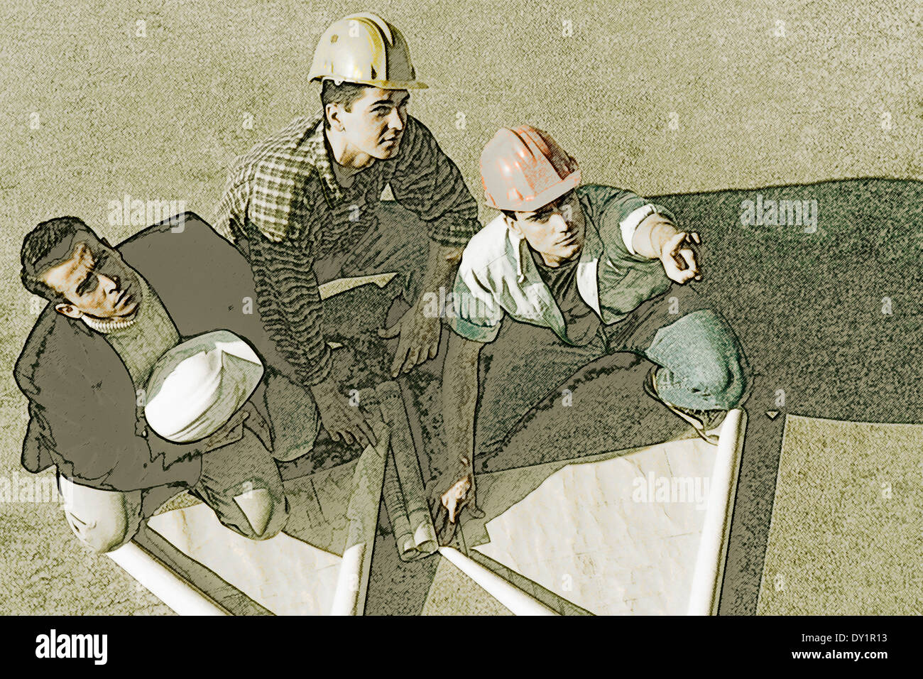 Construction workers communicate communication hi-res stock photography ...