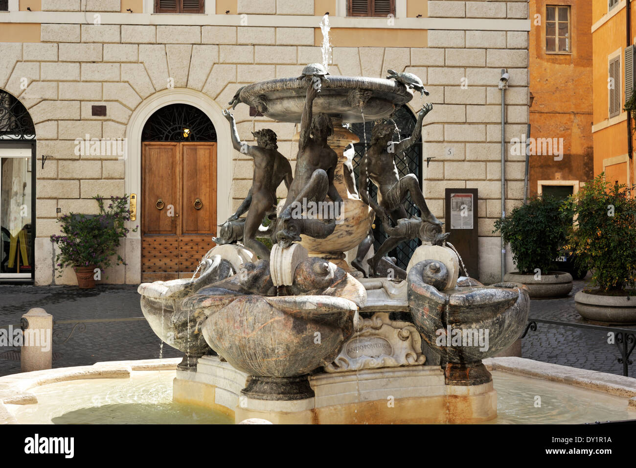 Italy, Rome, Jewish Ghetto, Piazza Mattei, turtle fountain Stock Photo ...