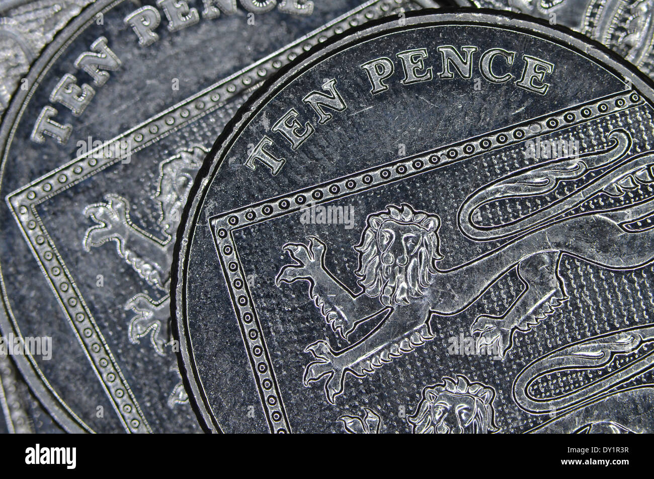 Close detail of 10p, ten penny British coin Stock Photo - Alamy