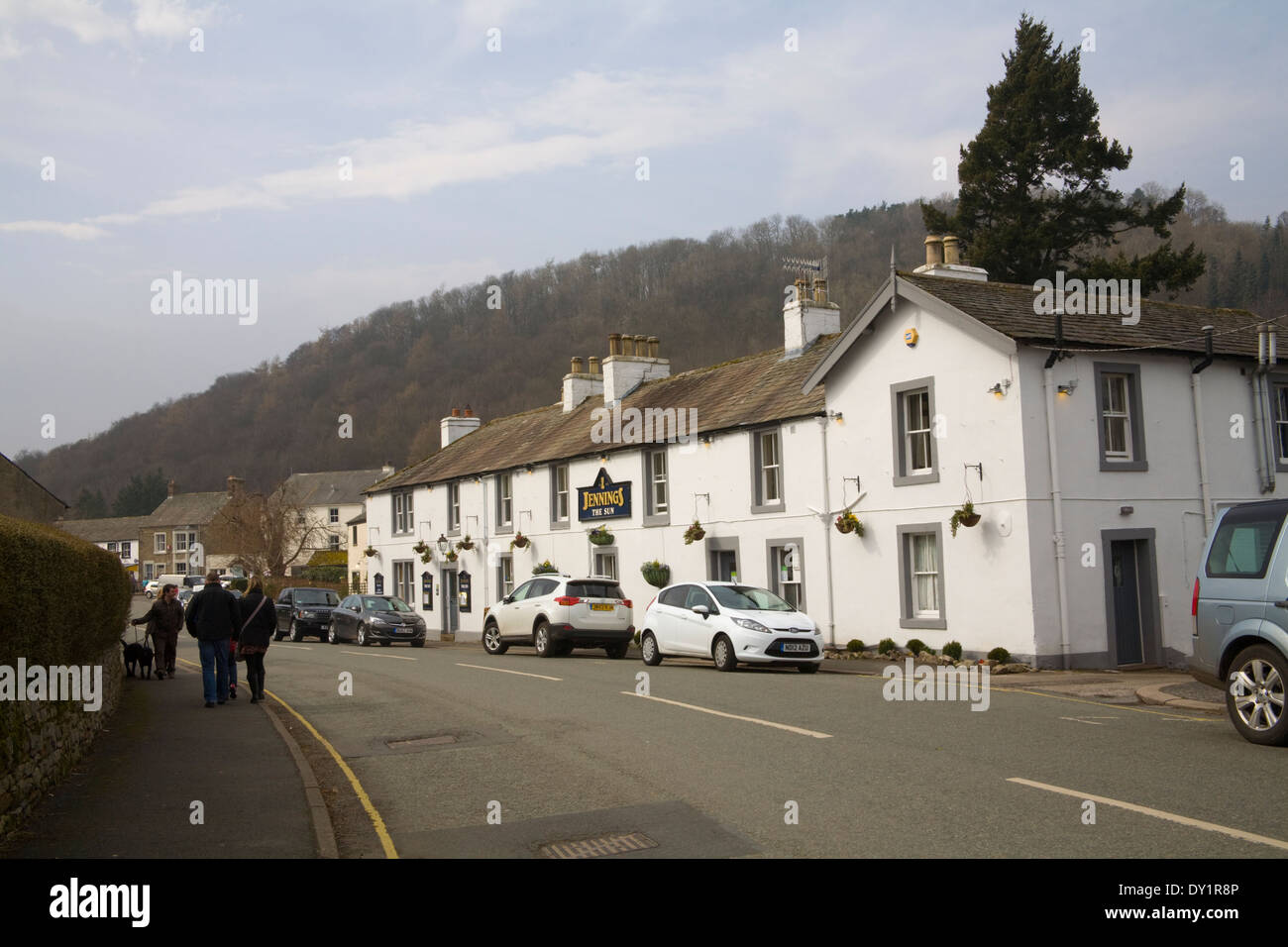 Sun Inn Public House on main street of Pooley Bridge Lake District ...