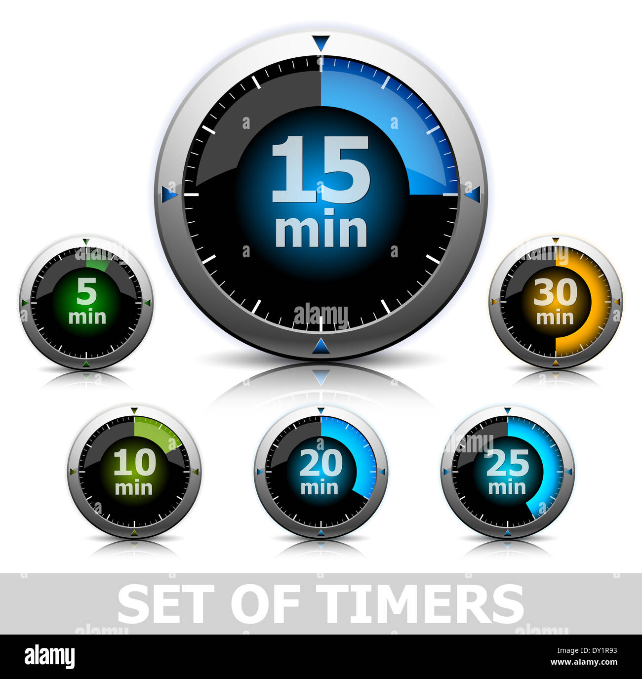 Set of bright timers in different color Stock Photo - Alamy
