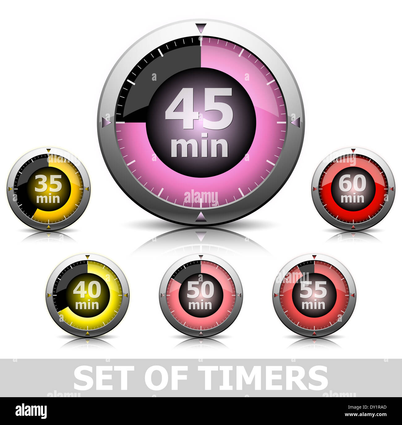 Set of bright timers in different color Stock Photo - Alamy