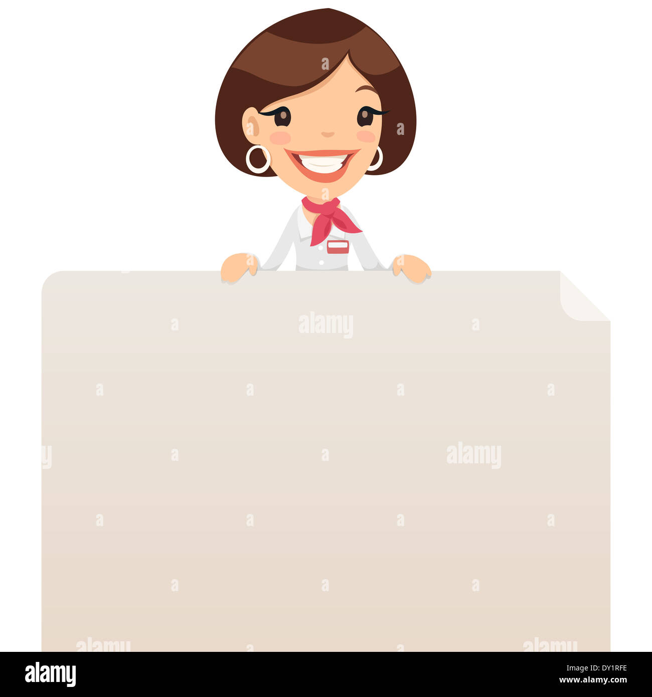 Female Manager Looking at Blank Poster on Top Stock Photo - Alamy
