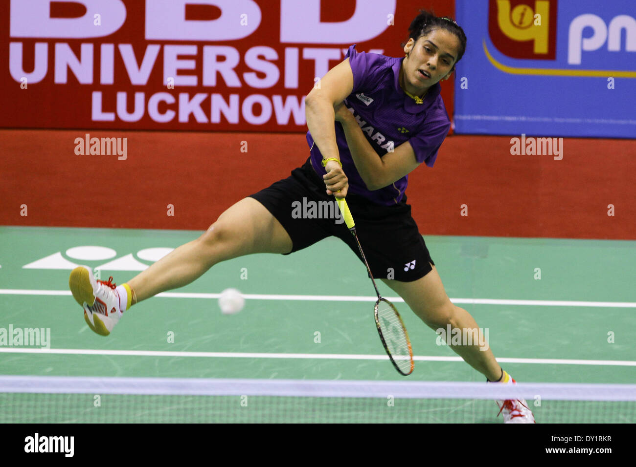 New Delhi, India. 3rd Apr, 2014. Indian player Saina Nehwal competes ...