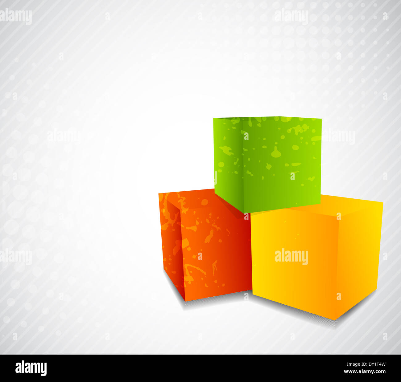 Background with three bright cubes Stock Photo - Alamy