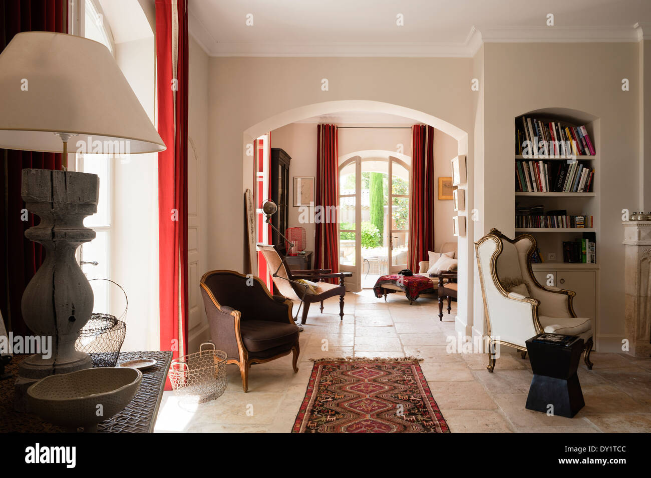 Large salon with view though arch Stock Photo - Alamy
