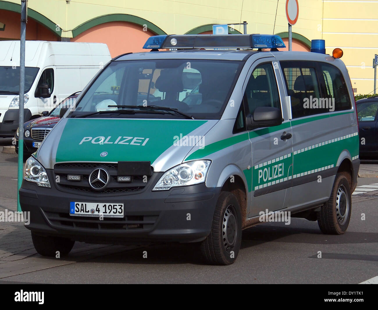 The Saarbruecker Polizei Mercedes is a patrol car used by the police in ...