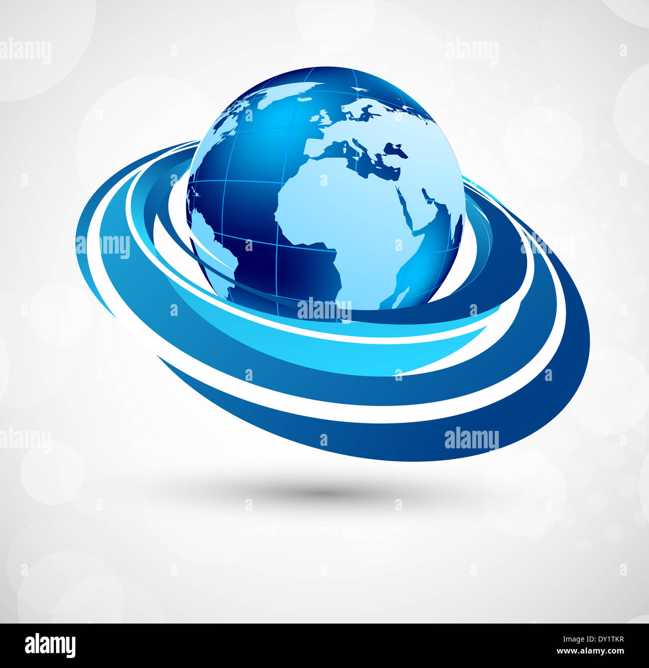 Blue background with earth and circles Stock Photo - Alamy