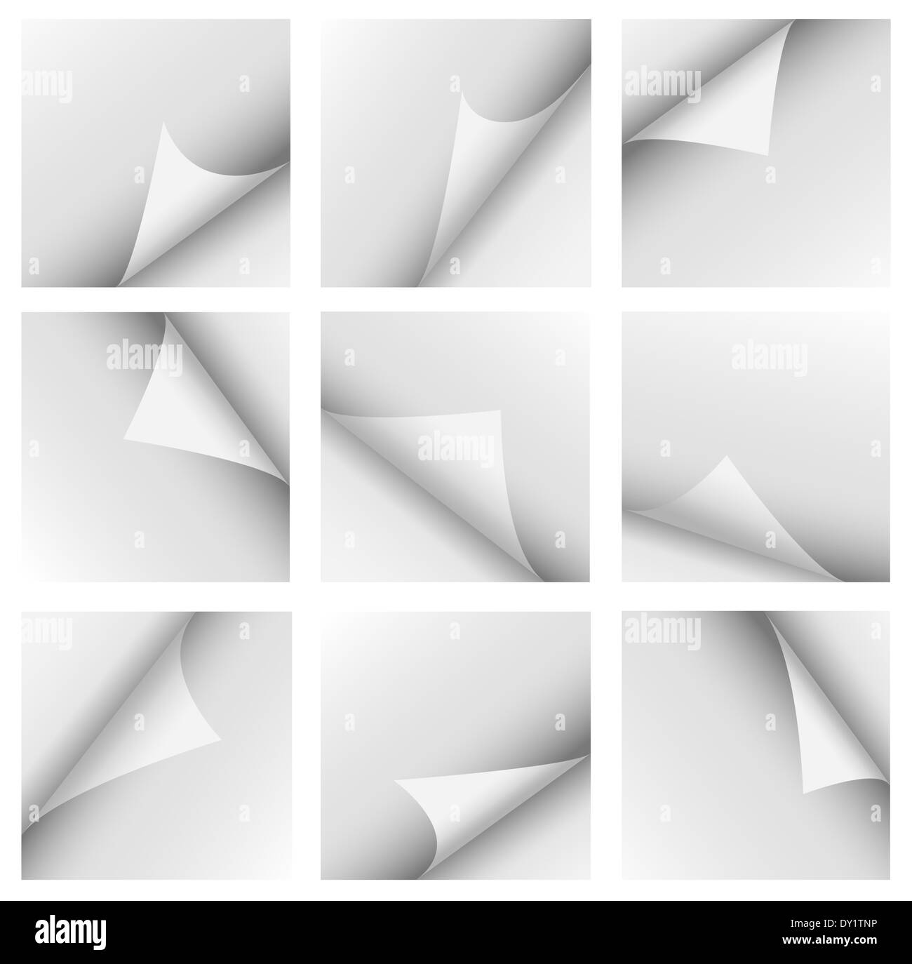 Set of curled corners isolated on white Stock Photo - Alamy